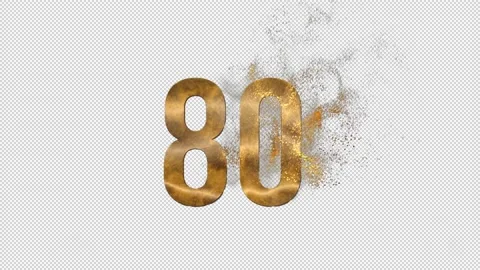 Golden number 80 from particles, numberi... | Stock Video | Pond5