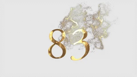 Golden number 83 from particles, numberi... | Stock Video | Pond5