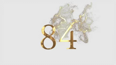 Golden number 84 from particles, numberi... | Stock Video | Pond5