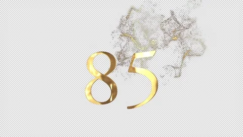 Golden number 85 from particles, numberi... | Stock Video | Pond5