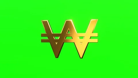 Golden South Korean Won sign on chromake... | Stock Video | Pond5