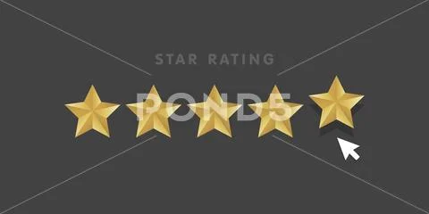 Golden star rating mouse click icon vector illustration ~ Clip Art ...