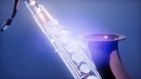 Golden Tenor Saxophone on blue backgroun... | Stock Video | Pond5