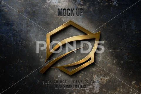 Golden texture logo mockup ~ PSD Template #220018400