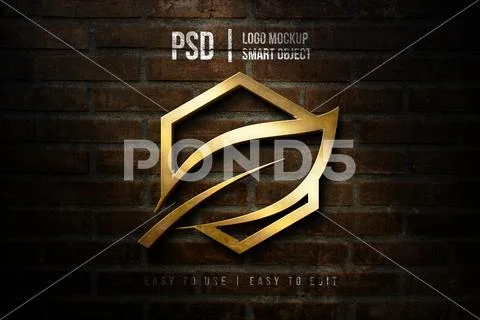 Golden texture logo mockup psd template ~ PSD Template #220022008