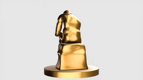 Golden Thinker Statue | Stock Video | Pond5