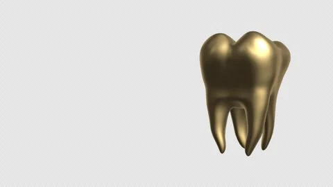 Golden tooth spinning on white backgroun... | Stock Video | Pond5
