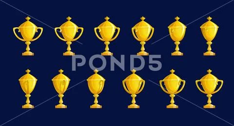 Golden trophy cup sequence, animation sprite sheet Illustration #244694528
