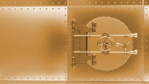 Golden vault door opening sequence | Stock Video | Pond5