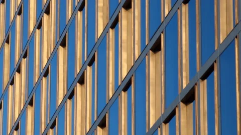 Golden window frames on a high office bu... | Stock Video | Pond5