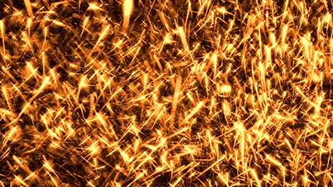 Golden Yellow Ember Light Shooting Spark... | Stock Video | Pond5