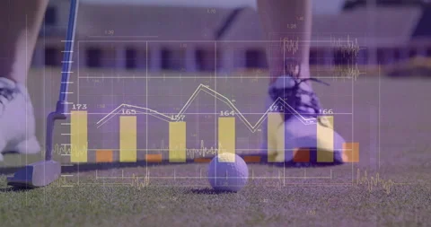 Golf ball on grass with data chart anima... | Stock Video | Pond5