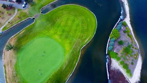 golf course birds eye view aerial twist ... | Stock Video | Pond5