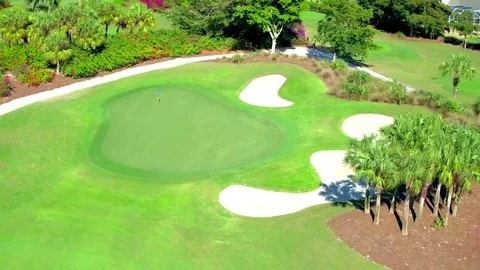 Golf Course Putting Green with Sand Trap... | Stock Video | Pond5