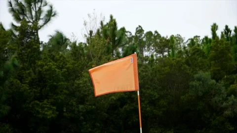 Golf flag blowing in the wind and slight... | Stock Video | Pond5