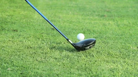 Golf tee shot low angle driver slow moti... | Stock Video | Pond5