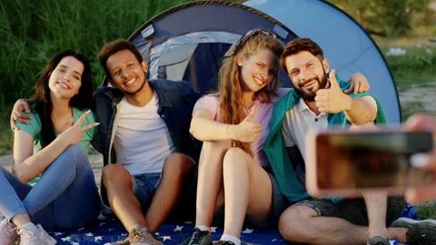 Good looking group of friends multiracia... | Stock Video | Pond5