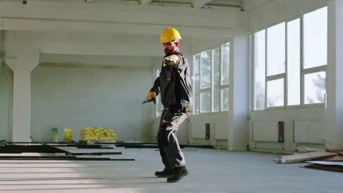 Good looking man engineer with safety he... | Stock Video | Pond5