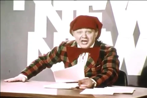 A goofy fake news reporter in the 1970s | Stock Video | Pond5