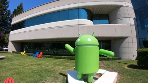 Google Campus Android statue | Stock Video | Pond5