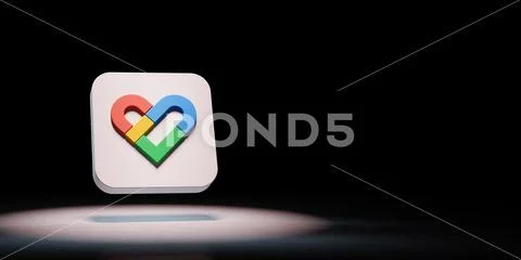 Google Fit App Icon Spotlighted on Black Background: Royalty Free ...