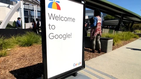 Google logo at Googleplex headquarters m... | Stock Video | Pond5