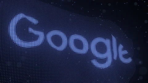 GOOGLE logo on a waving digital flag, lo... | Stock Video | Pond5