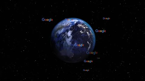 Google logos emerging out of planet Eart... | Stock Video | Pond5