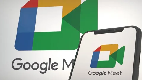 Google Meet app logo in mobile display s... | Stock Video | Pond5