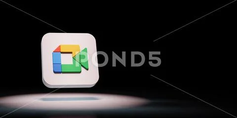Google Meet Logo Spotlighted on Black Background Illustration #212029820
