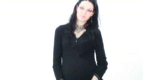 Goth girl pregnant poses - 2 - Zoom out ... | Stock Video | Pond5