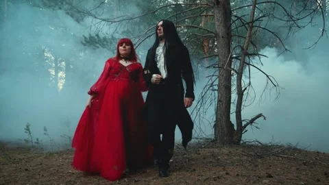 Goth man vampire walking with gothic wom... | Stock Video | Pond5