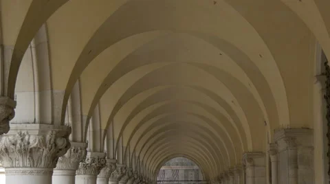 Gothic arches and columns at Palazzo Duc... | Stock Video | Pond5