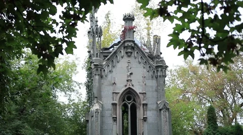 Gothic catholic family crypt in old ceme... | Stock Video | Pond5