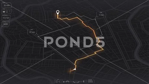 Gps map navigation to own house. View from above the map buildings ...