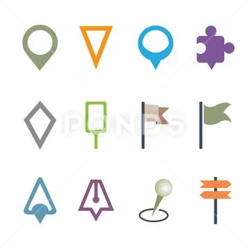 GPS Map Pointer Set Isolated Vector Illustration Icon. Map Pin Concept Symbol ~ Clip Art #108110583