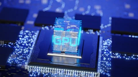 GPU concept. Rotation of the GPU on an e... | Stock Video | Pond5