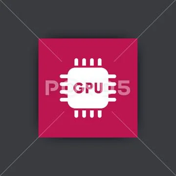 GPU icon, graphics processing unit vector sign, gpu pictogram, graphics ...