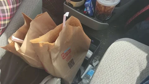 Grabbing Food from Wendy's Fast Food Bag | Stock Video | Pond5