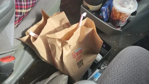 Grabbing Food from Wendy's Fast Food Bag | Stock Video | Pond5