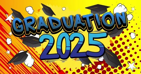 Graduation 2025 comic book text | Stock Video | Pond5