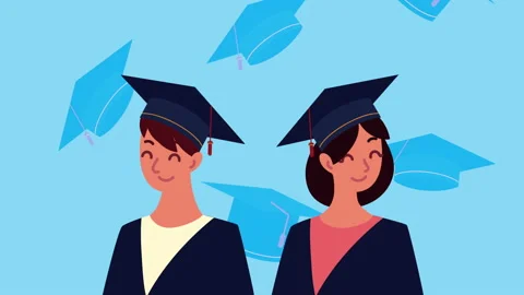 graduation animation with graduates coup... | Stock Video | Pond5