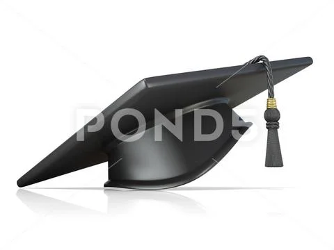 Graduation cap, front view. 3D Graduation cap, front view. 3D render illus... Stock Image #264371466