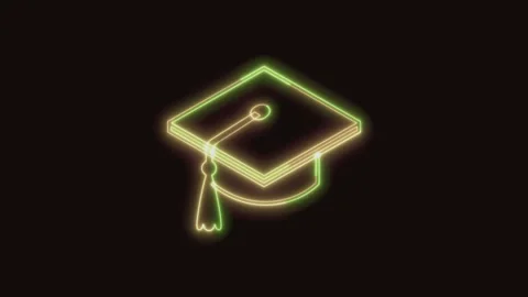 Graduation Cap Icon Neon Seamless Loop 4... | Stock Video | Pond5