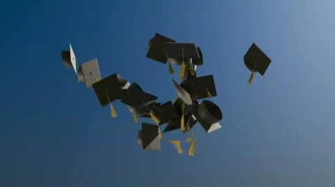 Graduation Caps Slow Motion | Stock Video | Pond5