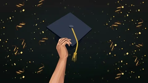 graduation celebration animation with ha... | Stock Video | Pond5