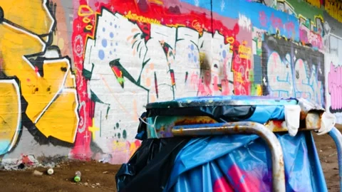 Graffiti art on a building wall Rack Foc... | Stock Video | Pond5