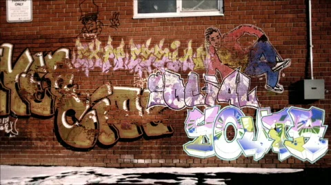 Graffiti on brick wall animation | Stock Video | Pond5