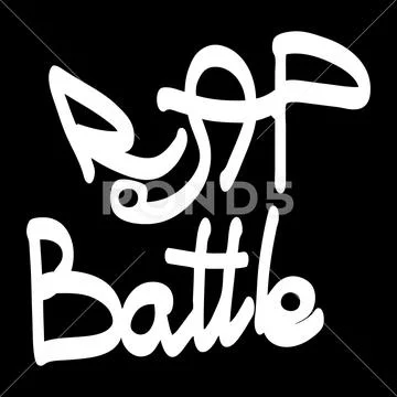 Graffiti tag inscription rap battle on a black background Illustration ...