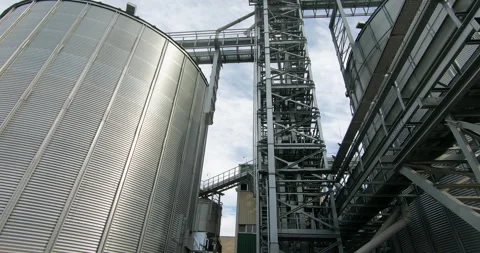 Grain dryer containers. A plant for proc... | Stock Video | Pond5
